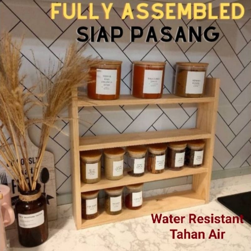 Spice rack Kitchen storage shelf Herb rack Spice Rak rempah ratus Rak ...