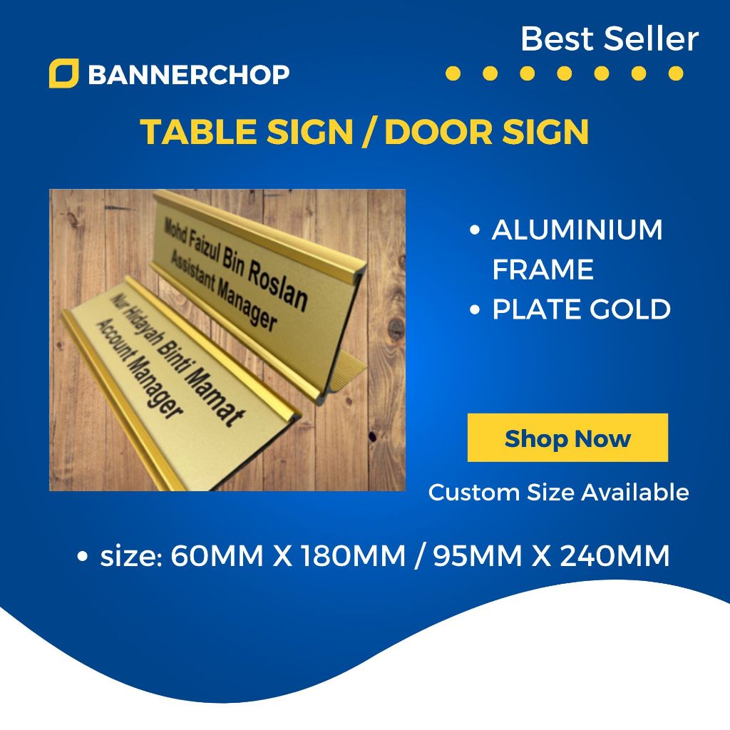 L SHAPE Desk Sign / Door Sign Office Sign Job Position Plate Gold ...