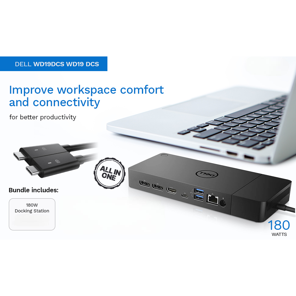Dell ThunderboltTM Docking Station WD19DCS Dual USB-C with 180W AC ...