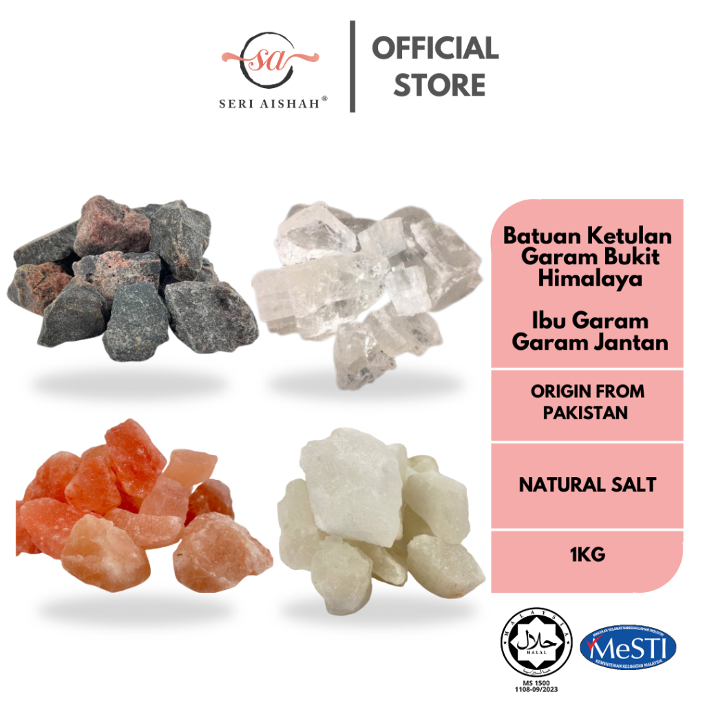 MERAH HITAM PUTIH Aishah SERIES Batuan Ketulan Salt Himalayan Hill Red ...