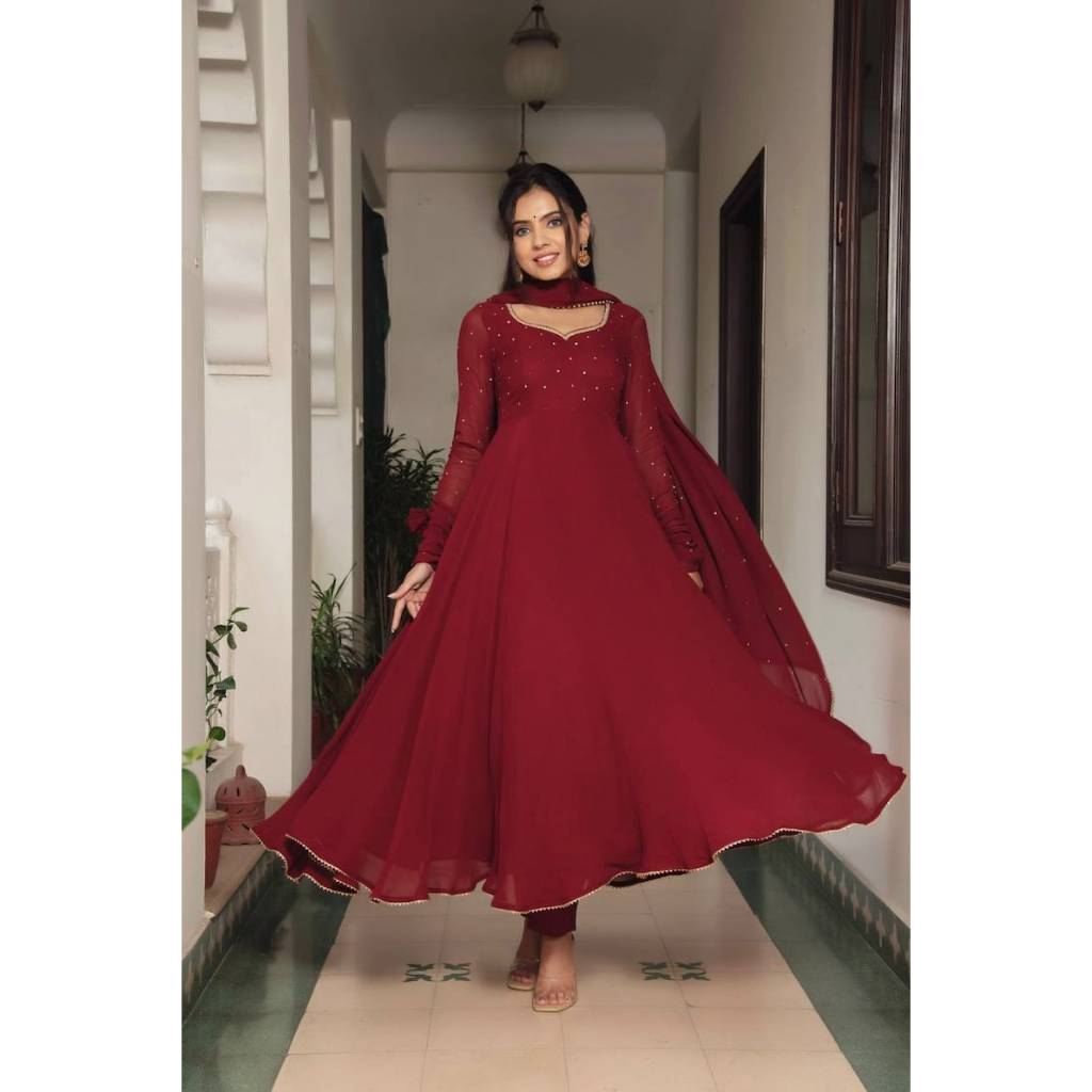 (M to 5XL) Traditional Indian Style Georgette with Diamond Work ...