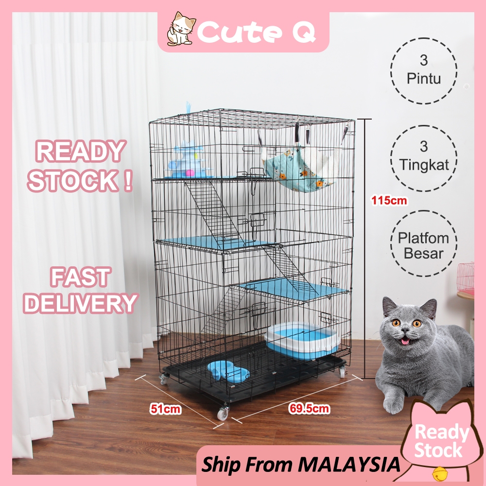 Cute Q cat cage large premium pet cage 3-level cat cage large cat cage ...
