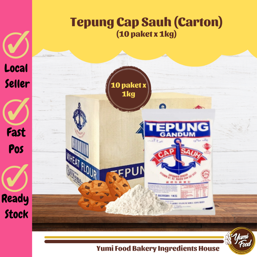1 CARTON (10 PACKET X 1KG) Cap Sauh Tepung Gandum HALAL / Tepung ...