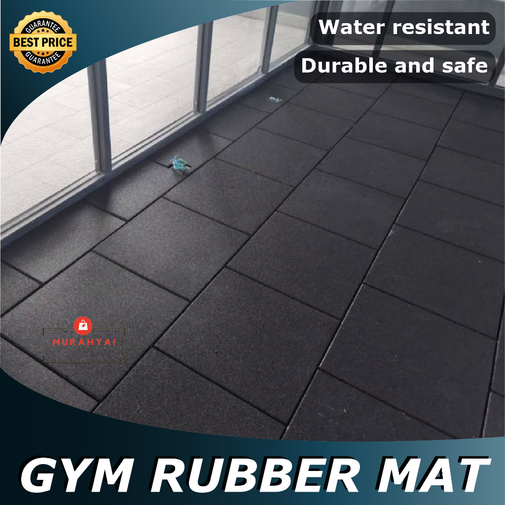 Gym Flooring Mat (50 x 50)cm 2pcs Mat + 3 Connector Rubber Mat Gym ...
