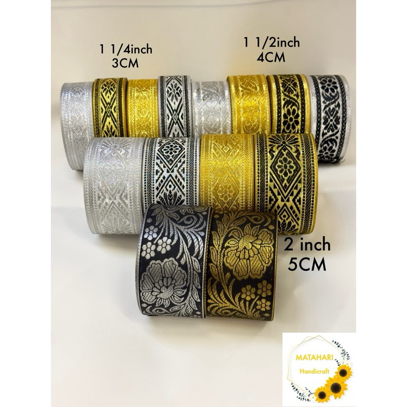 (1 Meter)1 1/2”/1 1/4”/ 2”/2.1/2” Reben Songket /Reben Konvo/Jubah ...