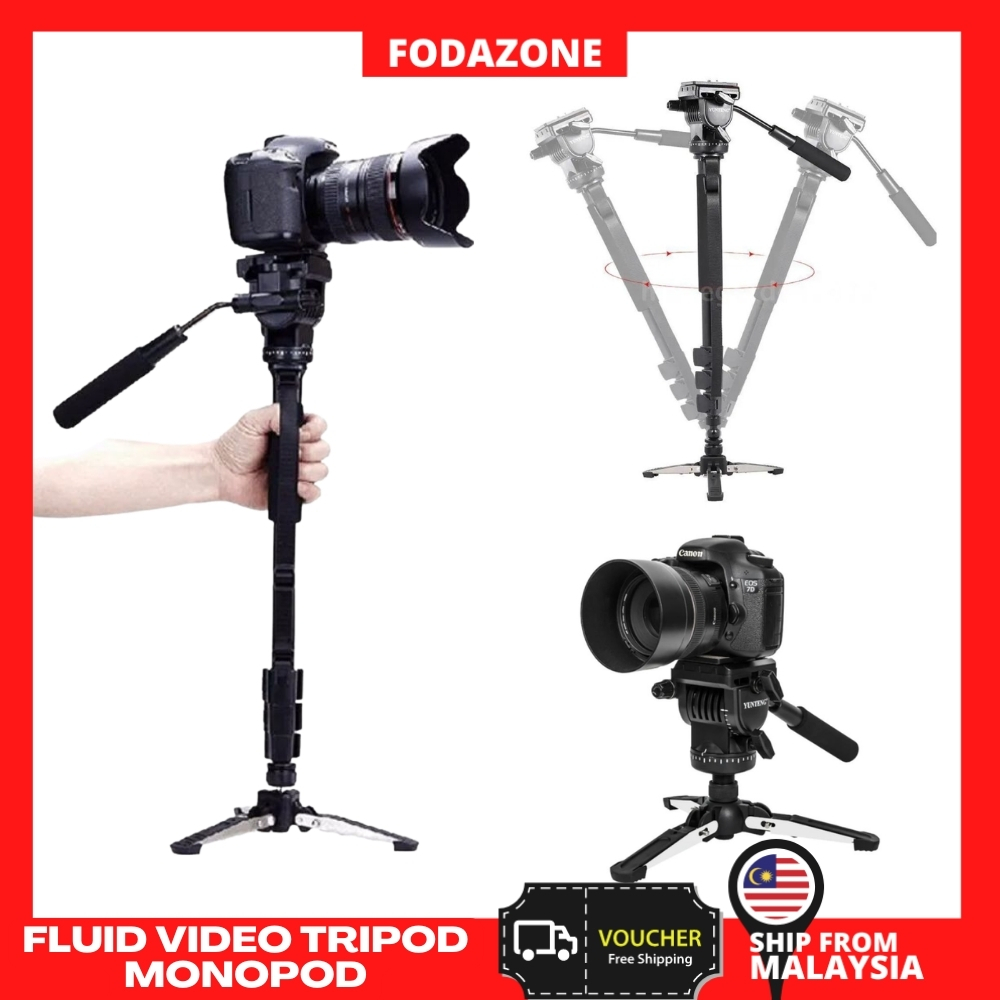 YUNTENG Fluid Video Head Monopod Tripod Detachable Stand Video Shooting ...