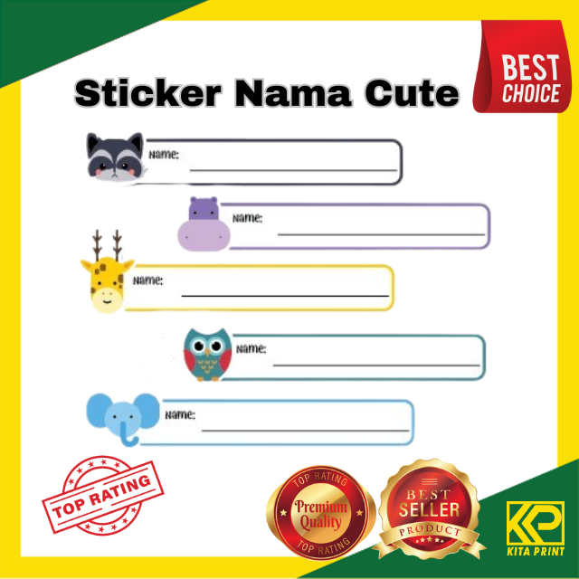 Cute Name sticker For 50pcs Book Adhesive/Book Name sticker/tadika Name ...