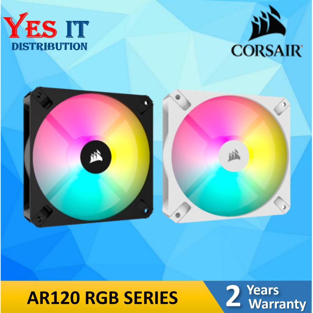 Corsair iCUE AR120 RGB Series Digital 120mm PWM Fan - Black / White ...