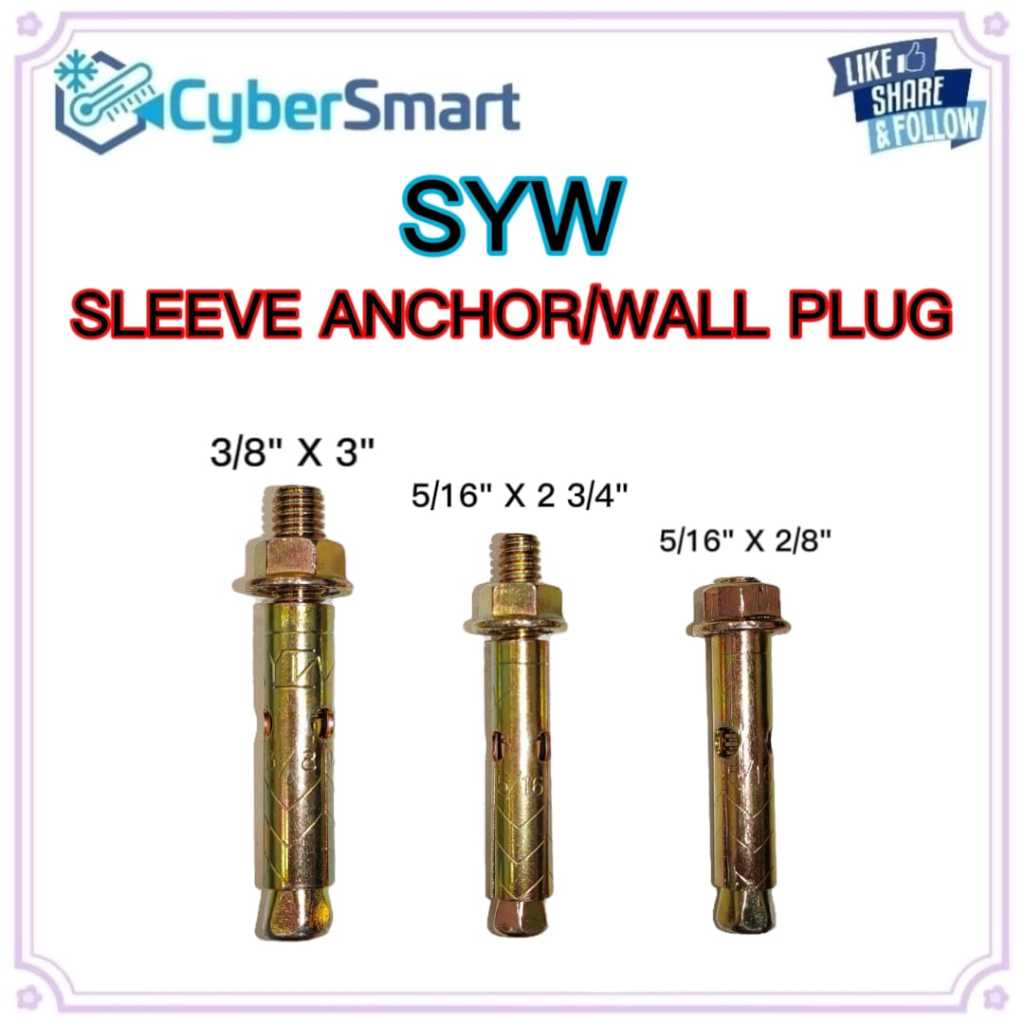 SYW Sleeve Anchor Metal Wall Plug Screw Wall Plug Besi Skru Wall Screw ...