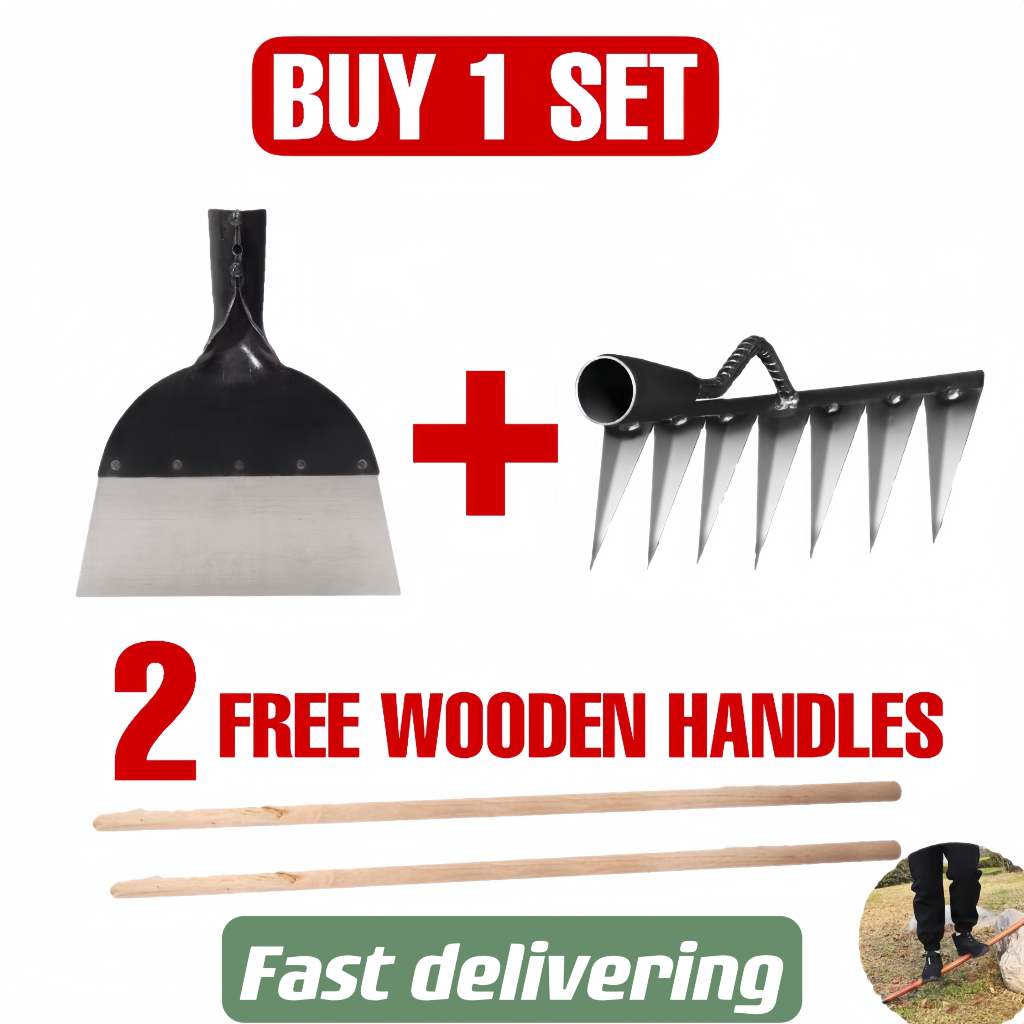 Hoe cleaning shovel Rake agricultural tools long-handled wooden stick ...