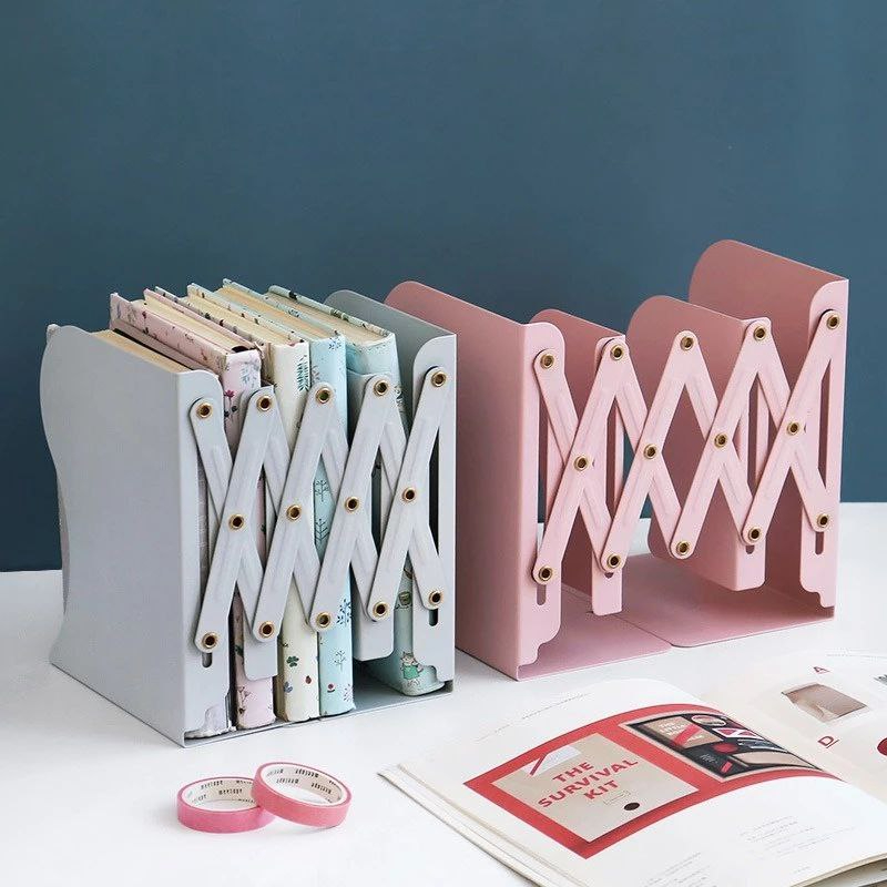 Rak Buku Expandable Stainless Steel Bookend Book Holder Adjustable ...