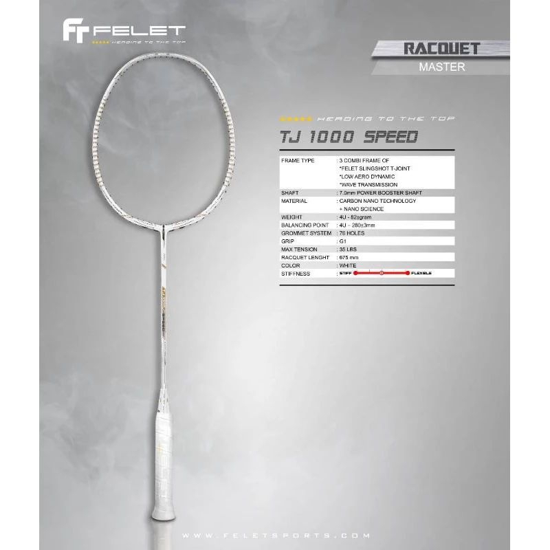 FELET TJ-1000 BADMINTON RACQUET [POWER/CONTROL/SPEED] [4U] | Shopee ...