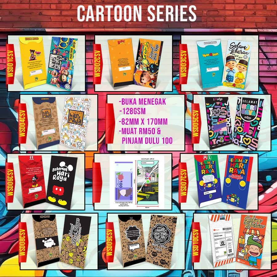 Sampul Raya Cantik. Sampul raya comel. Sampul raya Cartoon Series- 5pcs ...