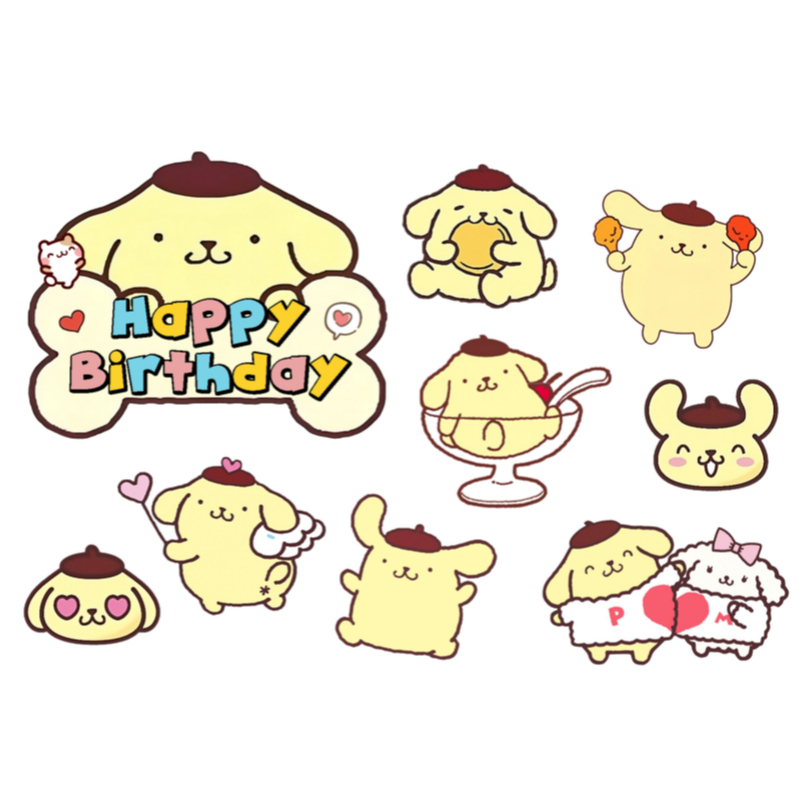 Pompompurin Purin Happy Birthday Decoration Set Cake Topper for ...