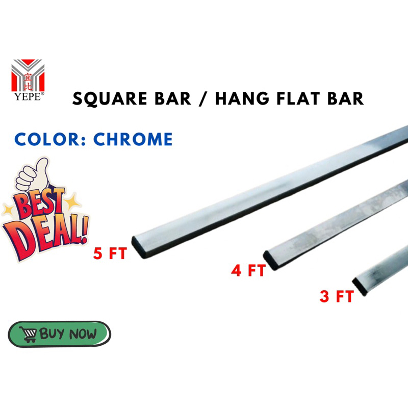 SQUARE BAR / HANGING BAR/ FLAT BAR (CHROME)/ BESI PETAK/ BESI GANTUNG ...