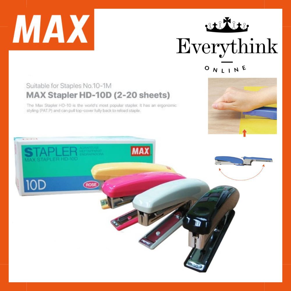 MAX STAPLER HD-10D STANDARD STAPLER NO.10-1M FIT 2-20 SHEETS OF PAPER ...
