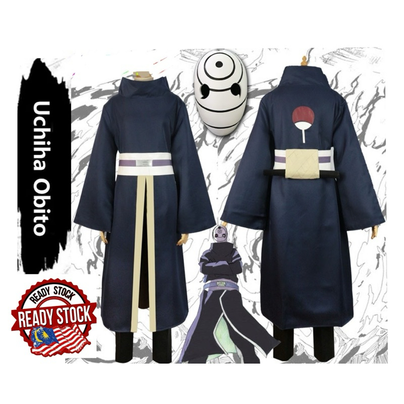 Cosplay Naruto Uchiha Obito Cloak with White Mask Set Anime Costume ...