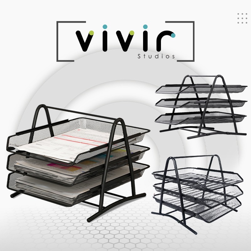 VIVIR Paper Document Tray Steel Mesh Rack A4 Paper Holder Organizer ...