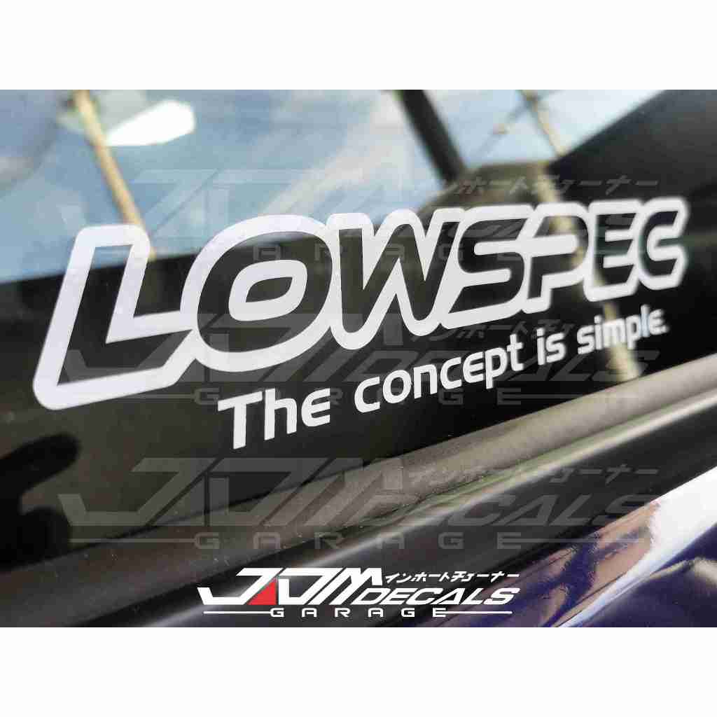 Low Spec The Concept is Simple Car Windscreen Vinyl Sticker Type 2 ...