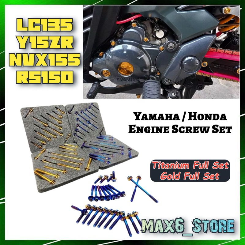 Yamaha Honda Enjin Skru Engine Screw Gold Titanium Rainbow Set LC135 4S ...