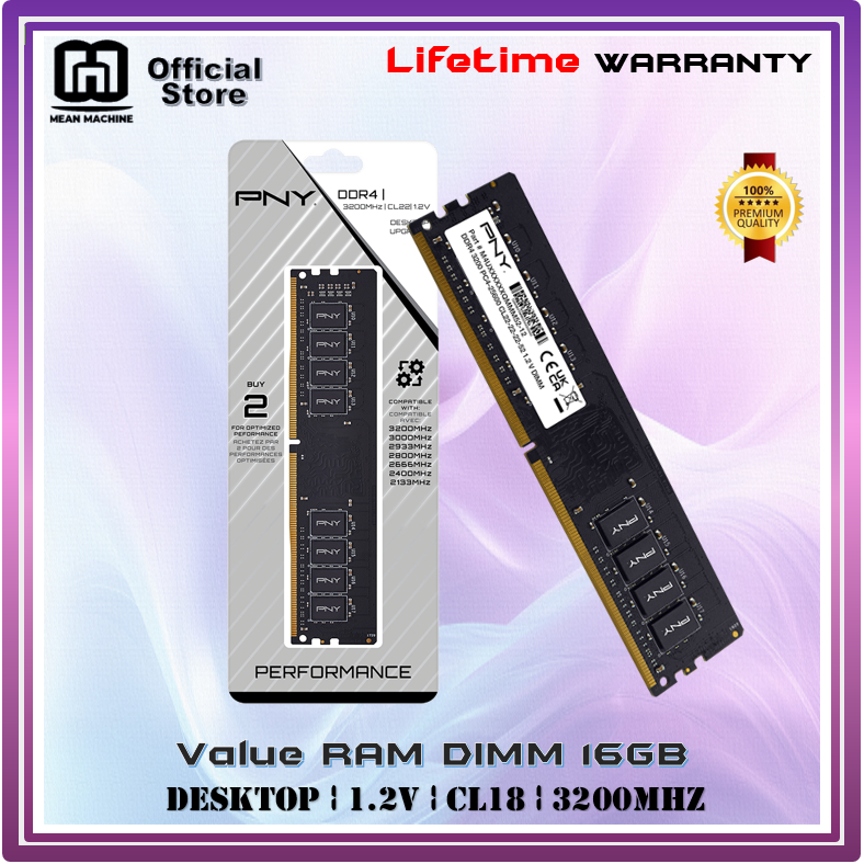 PNY 8GB & 16GB & 32GB DDR4 3200MHz Desktop Memory Single Channel RAM DIMM PC RAM | Shopee ...