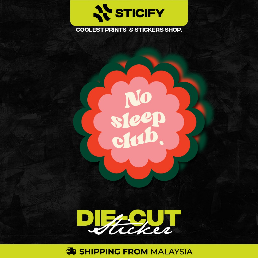 No Sleep Club Vinyl Sticker, Waterproof & Heatproof Viral Sticker ...
