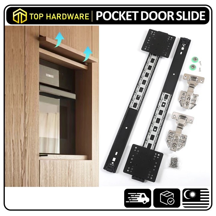 TOP Conceal Invisible Folding Pocket Slide Pivot Door Rail Hardware Insert Application Flipper ...