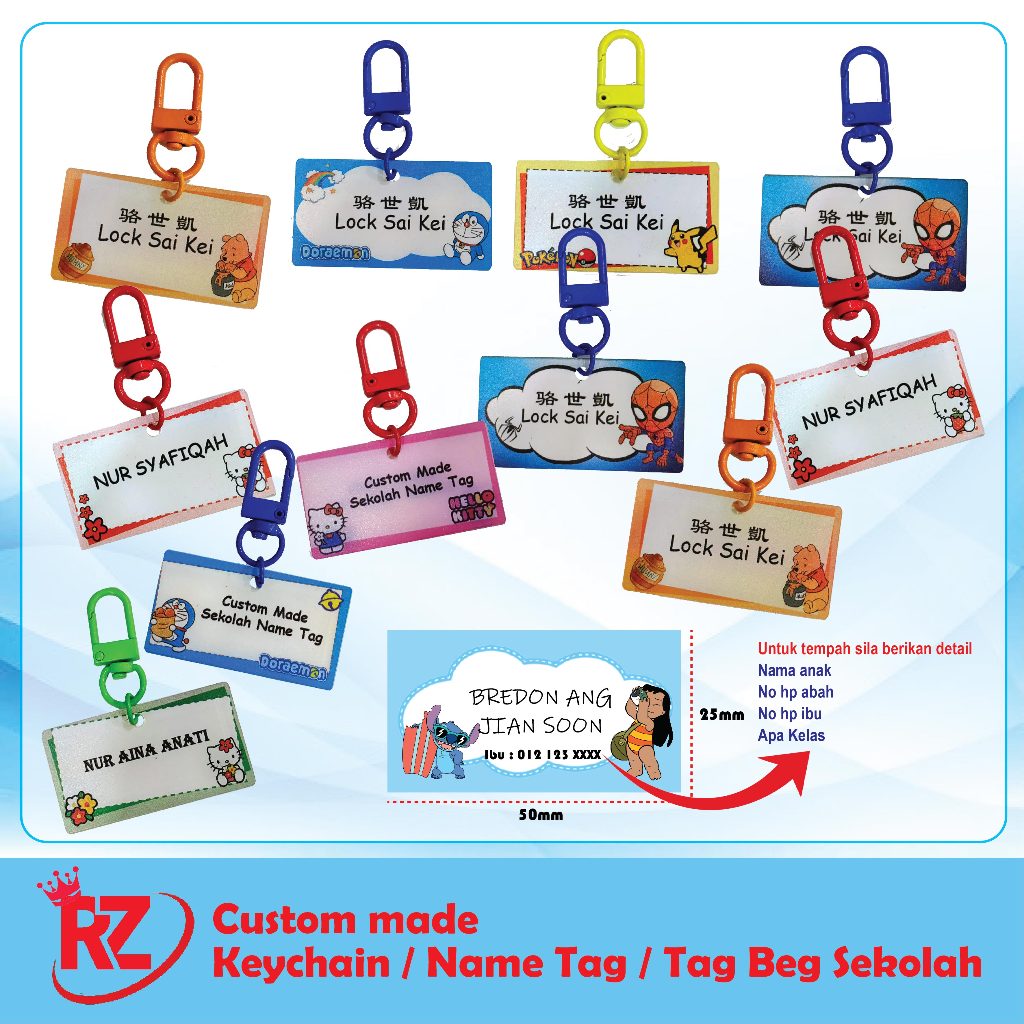 custom keychain / keychain custom / hadiah hari guru / name tag ...