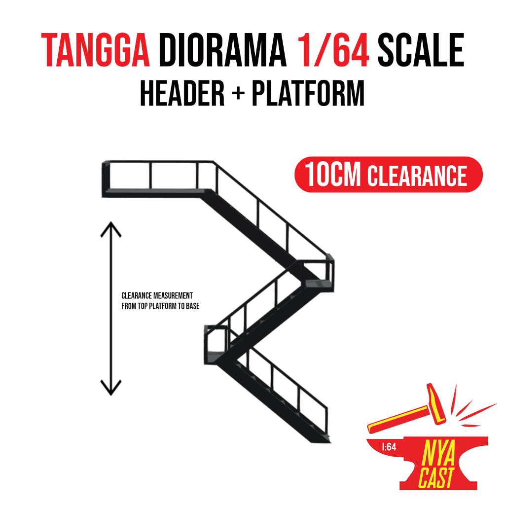 Tangga Header 10CM Platform Stairs 3 Tingkat 1/64 Diorama Black Diecast ...