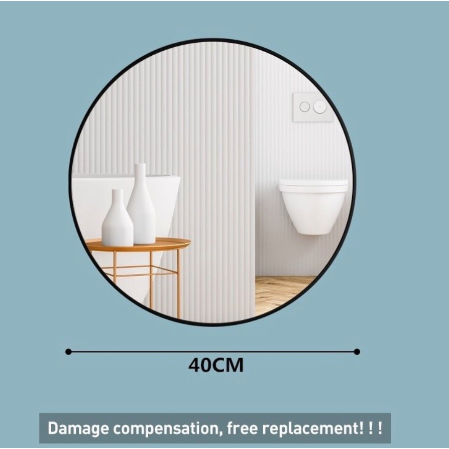NO HACK WALL Bathroom Mirror Cermin Bilik Mandi Round decorative mirror ...