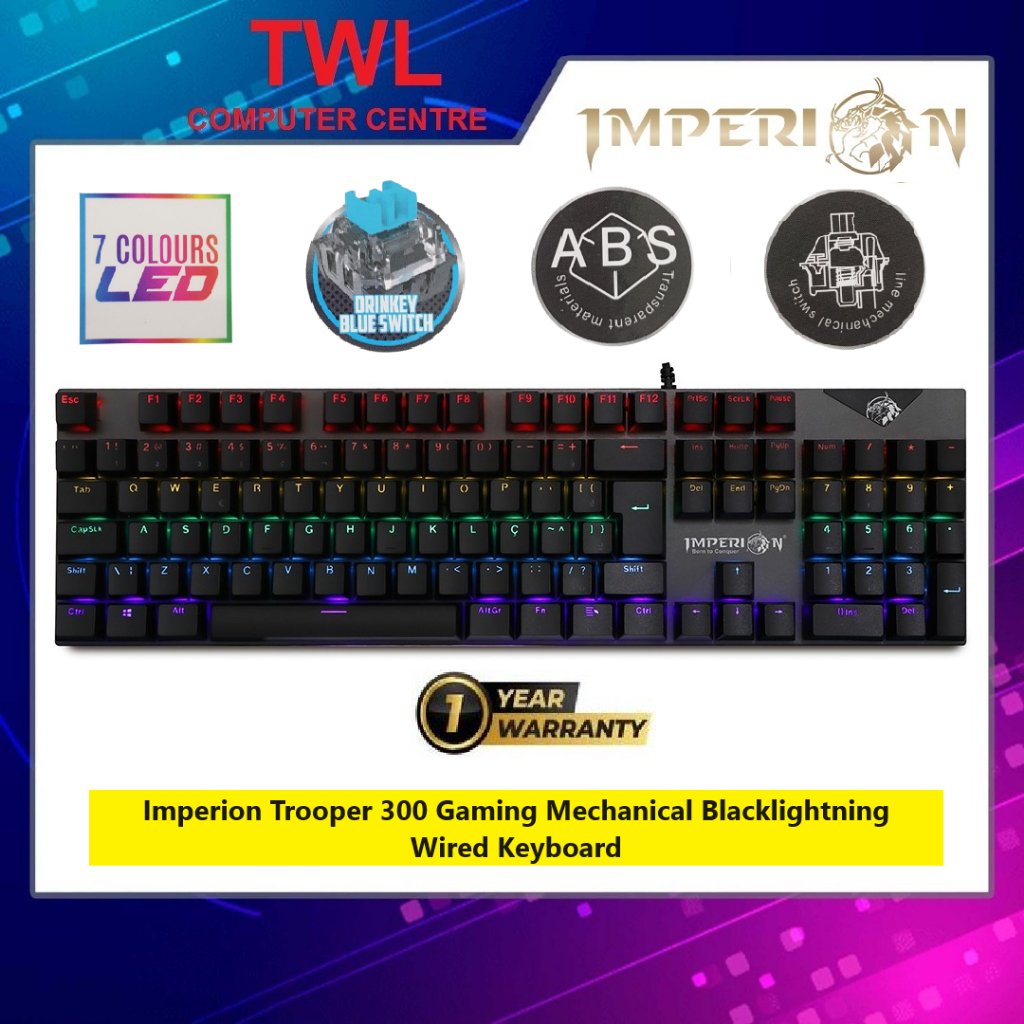 Imperion Trooper 300 Gaming Mechanical Blacklightning Wired Keyboard(1Y ...