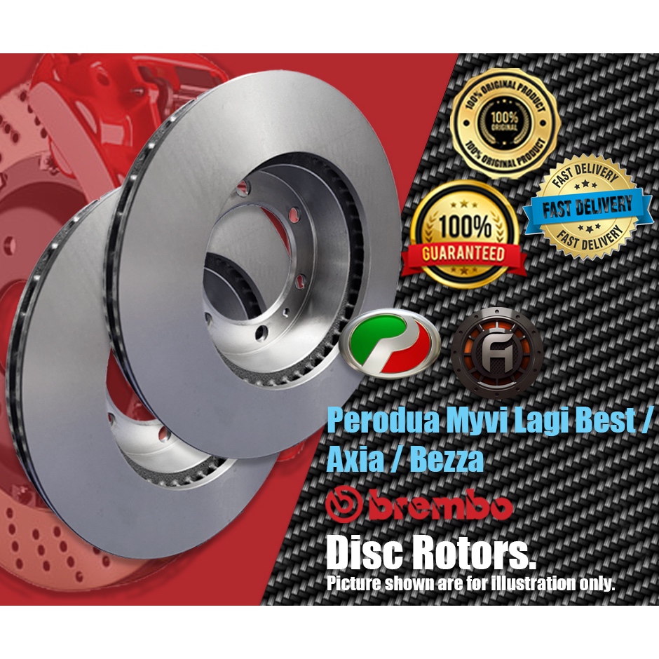 PERODUA MYVI LAGI BEST / AXIA / BEZZA BREMBO FRONT DISC ROTORS SET ...