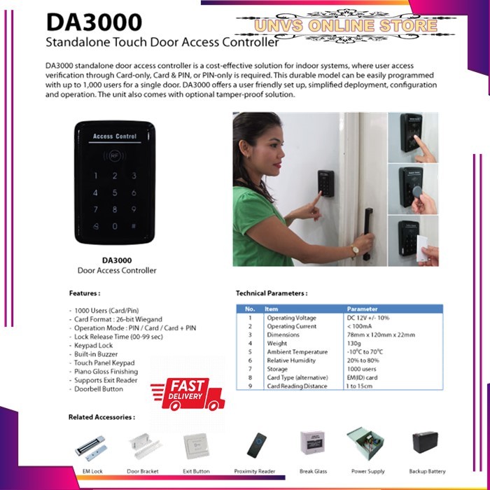 DA3000 RFID Touch screen door access controller (keypad) DOOR LOCK ...