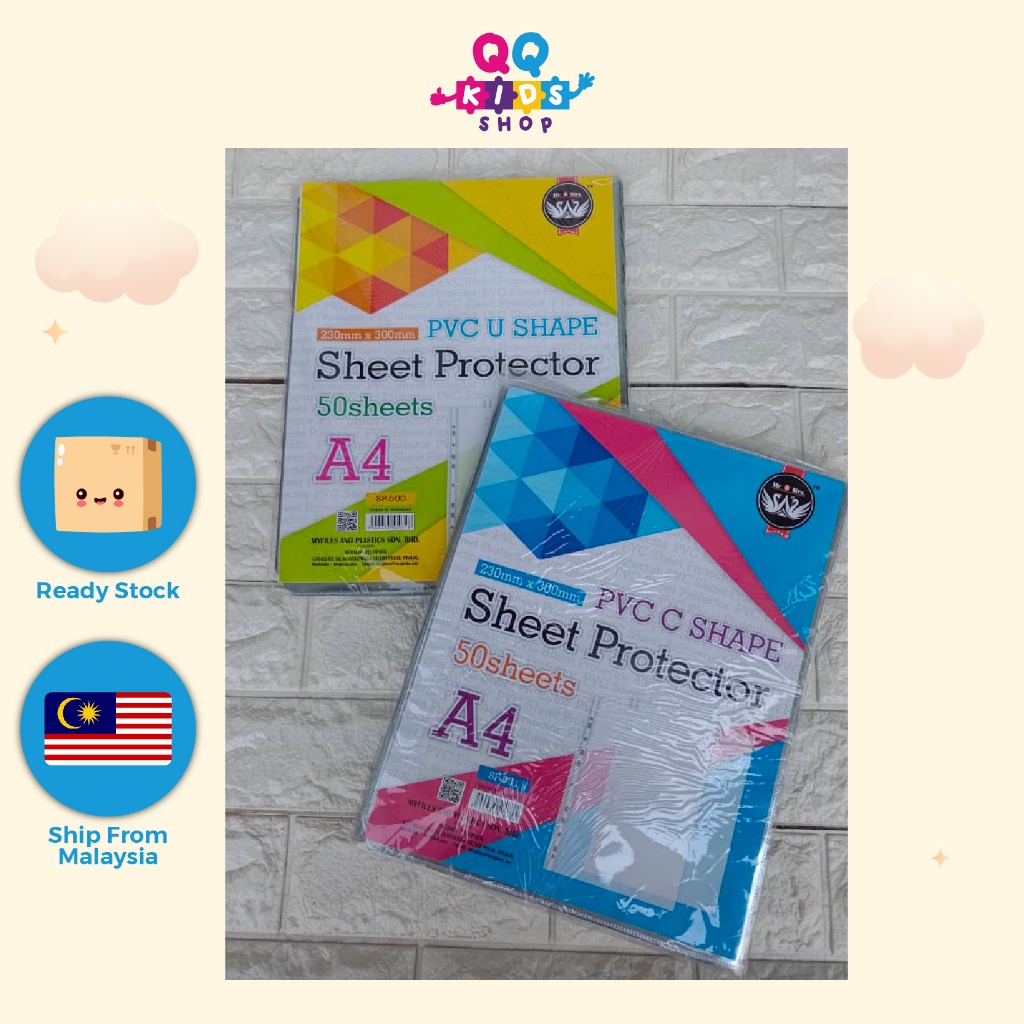 A4 Pvc U / C Shape Sheet Protector 230Mm X 300Mm (1Sheet) Transparent ...