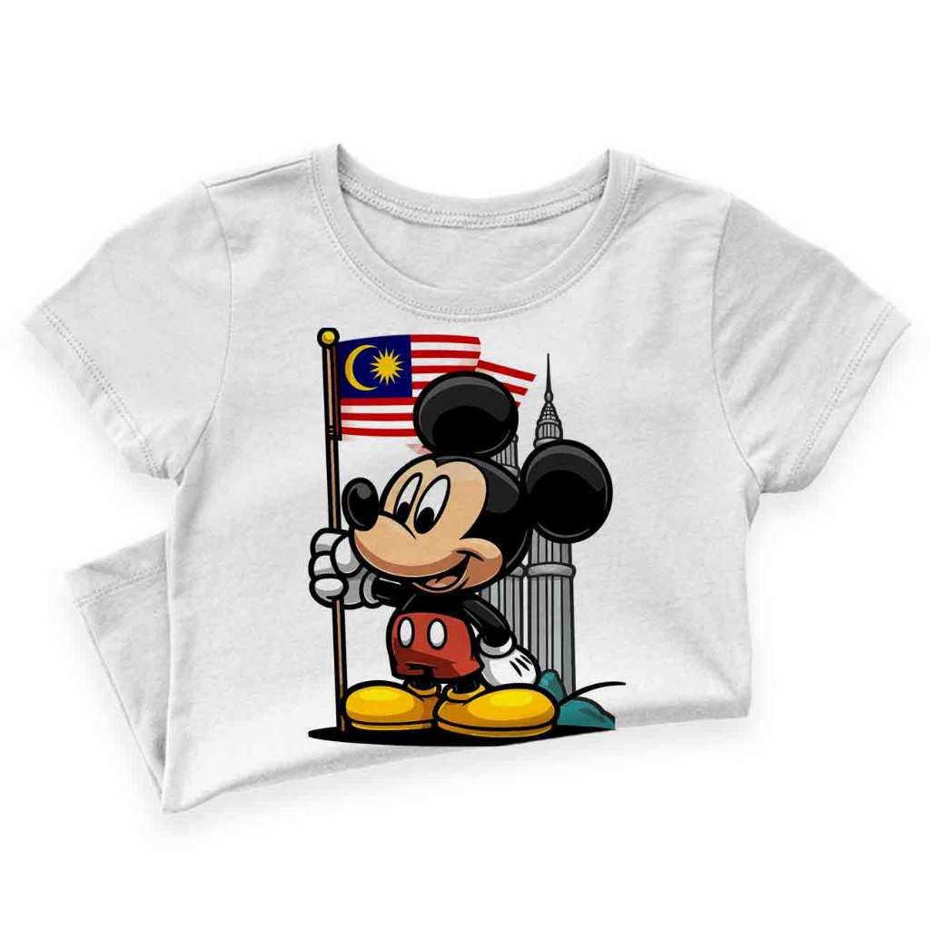 Mickey Mouse Merdeka Kid Cotton T Shirt Jalur Independent Gemilang ...