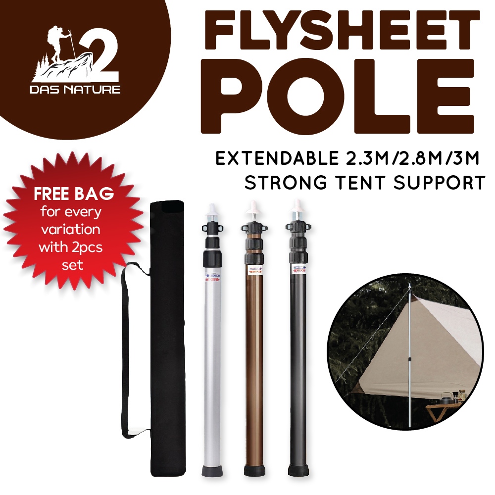 Flysheet Pole Adjustable Heavy Duty Tent pole Rod tiang khemah Outdoor ...