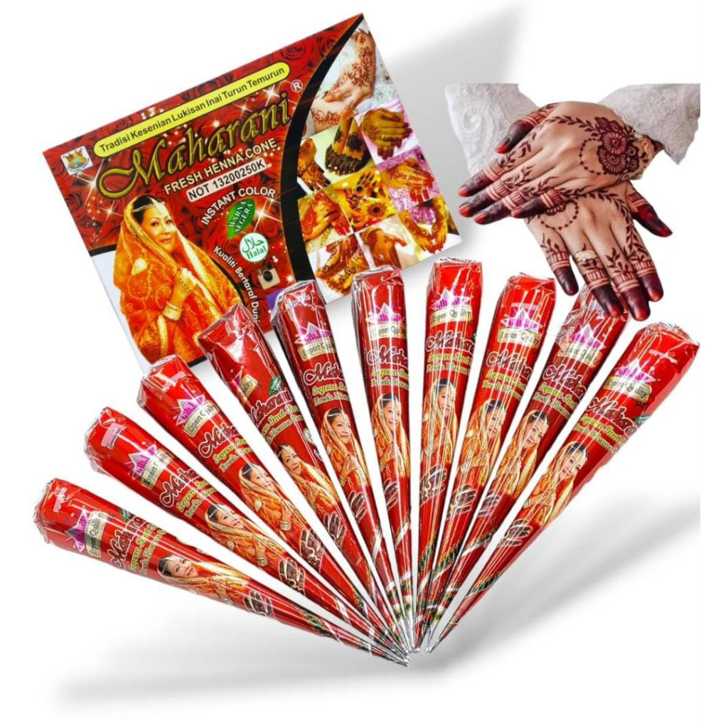 Maharani Fresh halal Henna Cone Inai Maharani Kon/Lukis Size Besar ( 1 ...