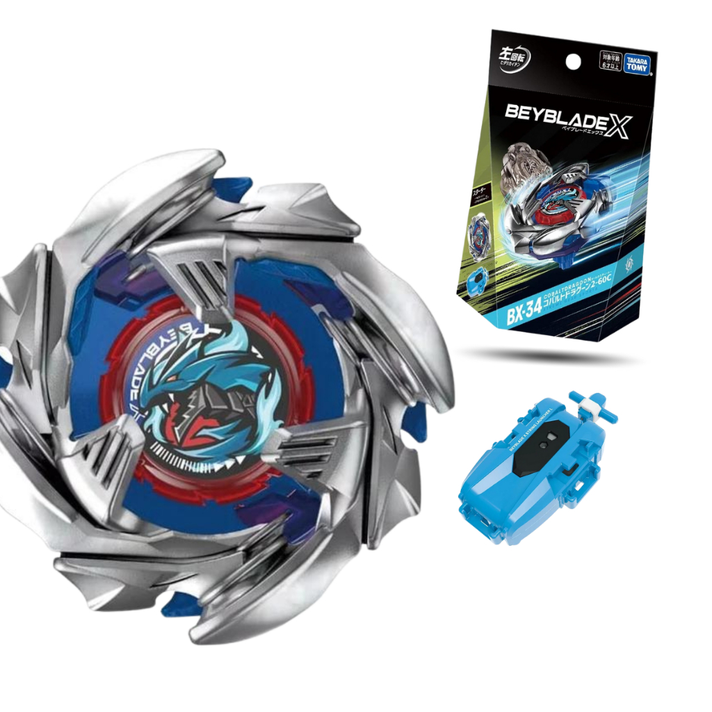 [BEYFAN] BX-34 Starter Cobalt Dragoon 2-60C (With Launcher) Takara Tomy Beyblade X Basic Line ...