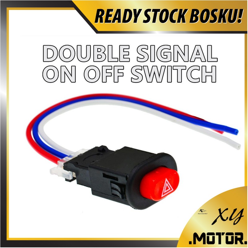 DOUBLE SIGNAL BUTTON UNIVERSAL MOTOR HAZARD LIGHT SWITCH EMERGENCY ...
