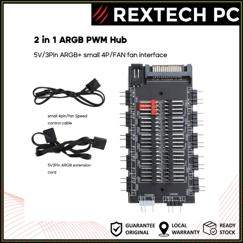 12V 4Pin 5V 3Pin ARGB Fan PWM HUB 1 To 10 Multi Way Splitter AURA Fan ...
