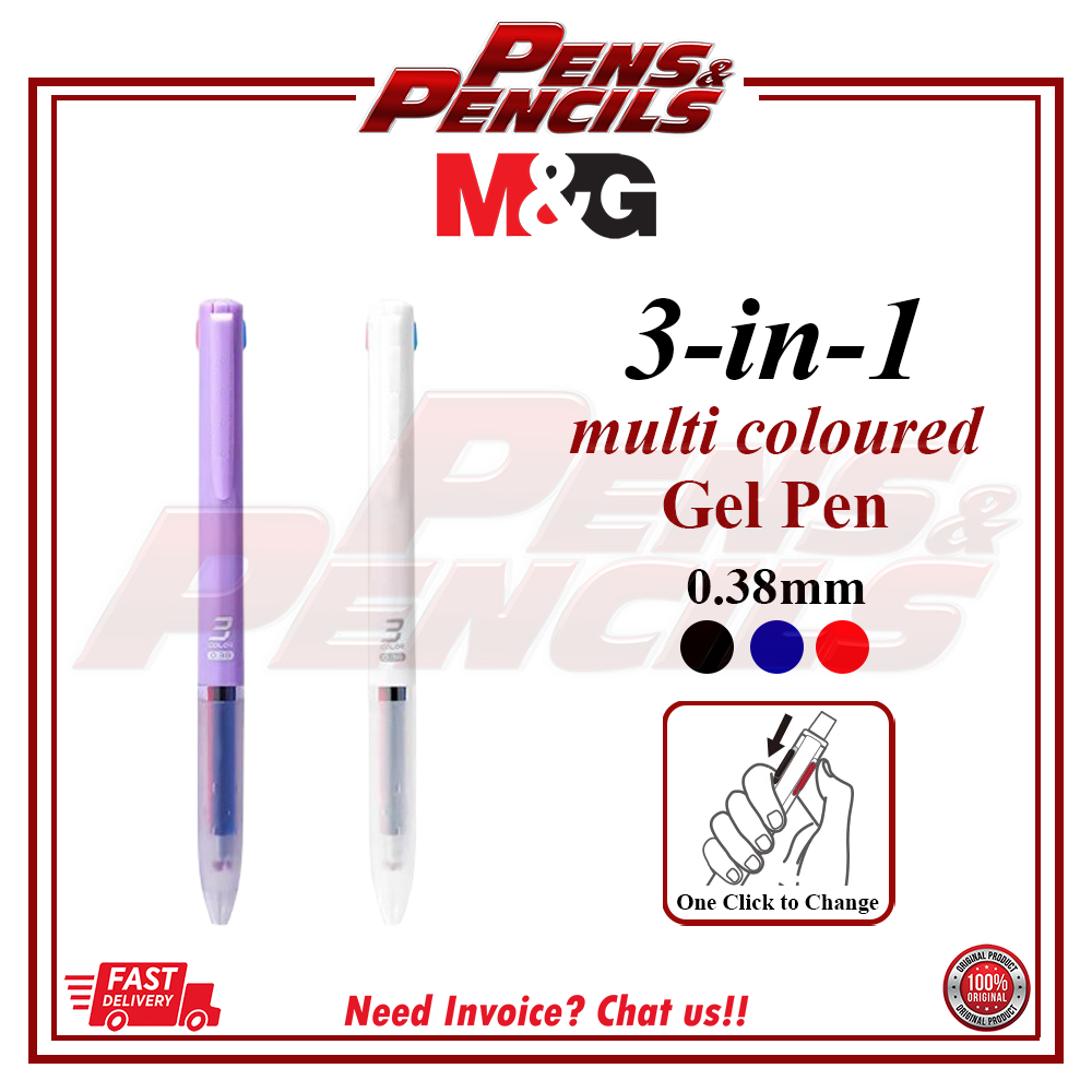 M&G 3-in-1 Multi Coloured 0.38mm Gel Pen - Ideal for Office, School, and Home Use AGPT4371 (1pc ...