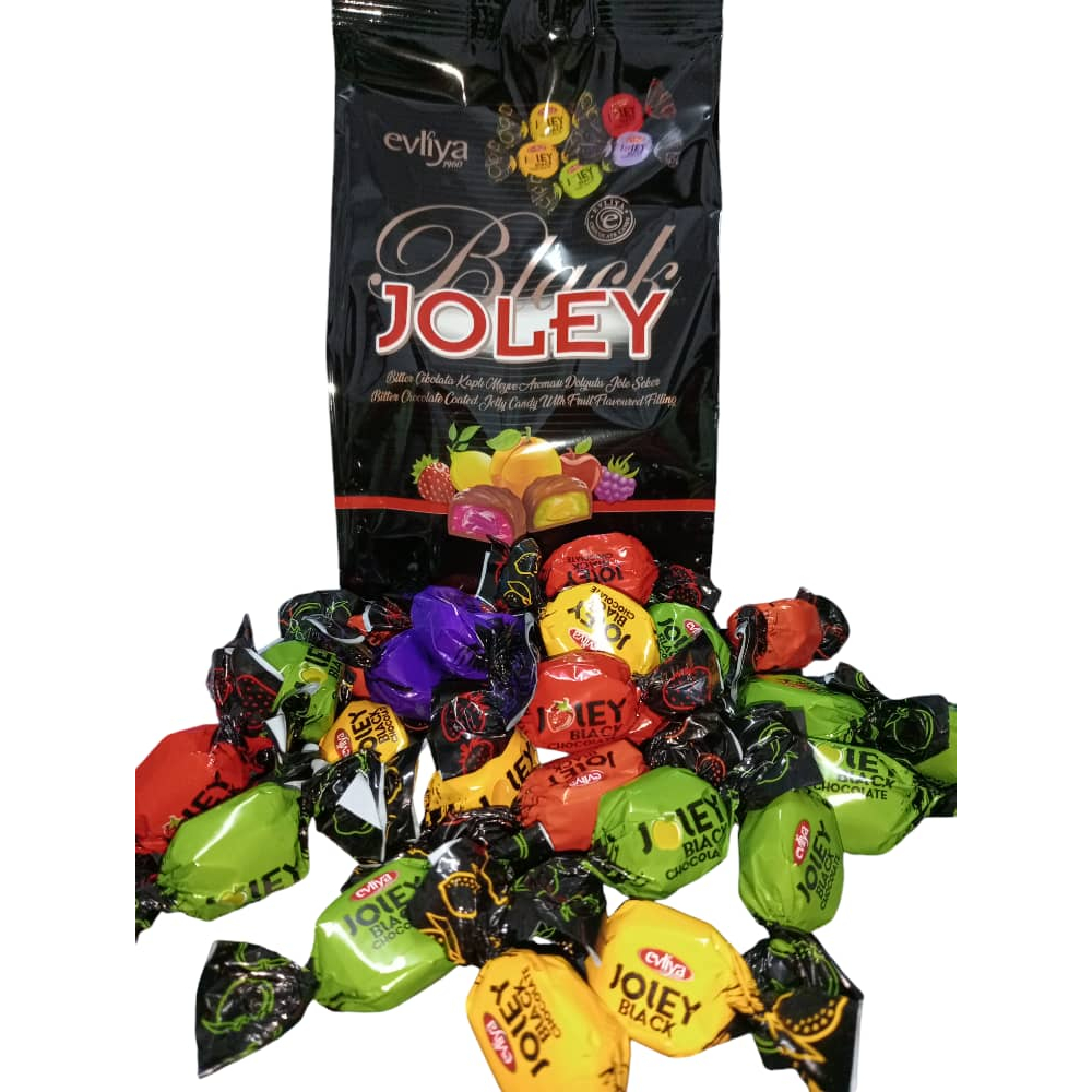 EVLIYA JOLEY BLACK CHOCOLATE WITH FRUIT FLAVOURED FILLING CANDY 250G ...