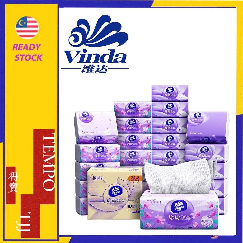 Vinda Deluxe Tissue 3ply 90s 24p VINDA Cotton Tough Luxury Flexible Paper Cashmere Feel Tissue s ...