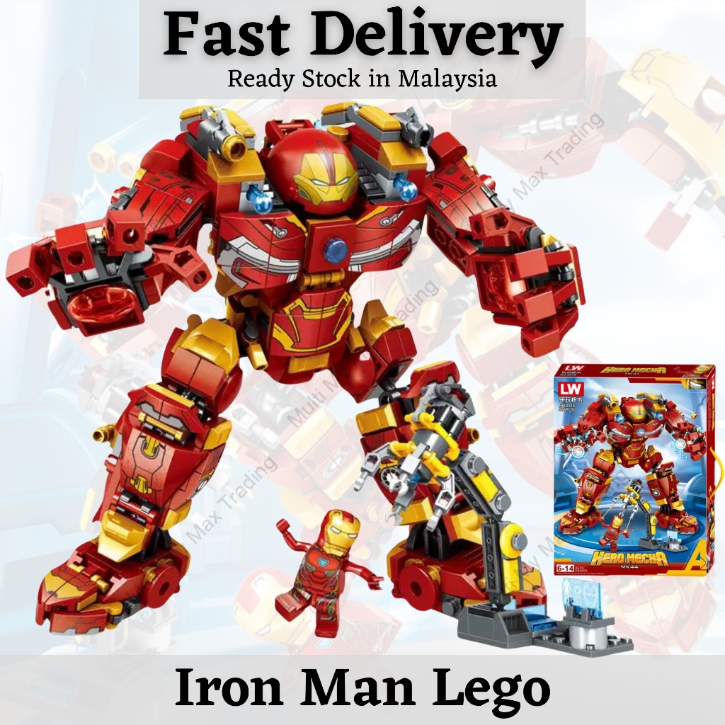 MARVEL Building Blocks Iron Man MK44 Avengers Anti-Hulk Mech Armour ...