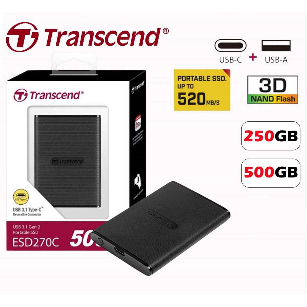Transcend ESD270C 250GB / 500GB Portable SSD | Shopee Philippines