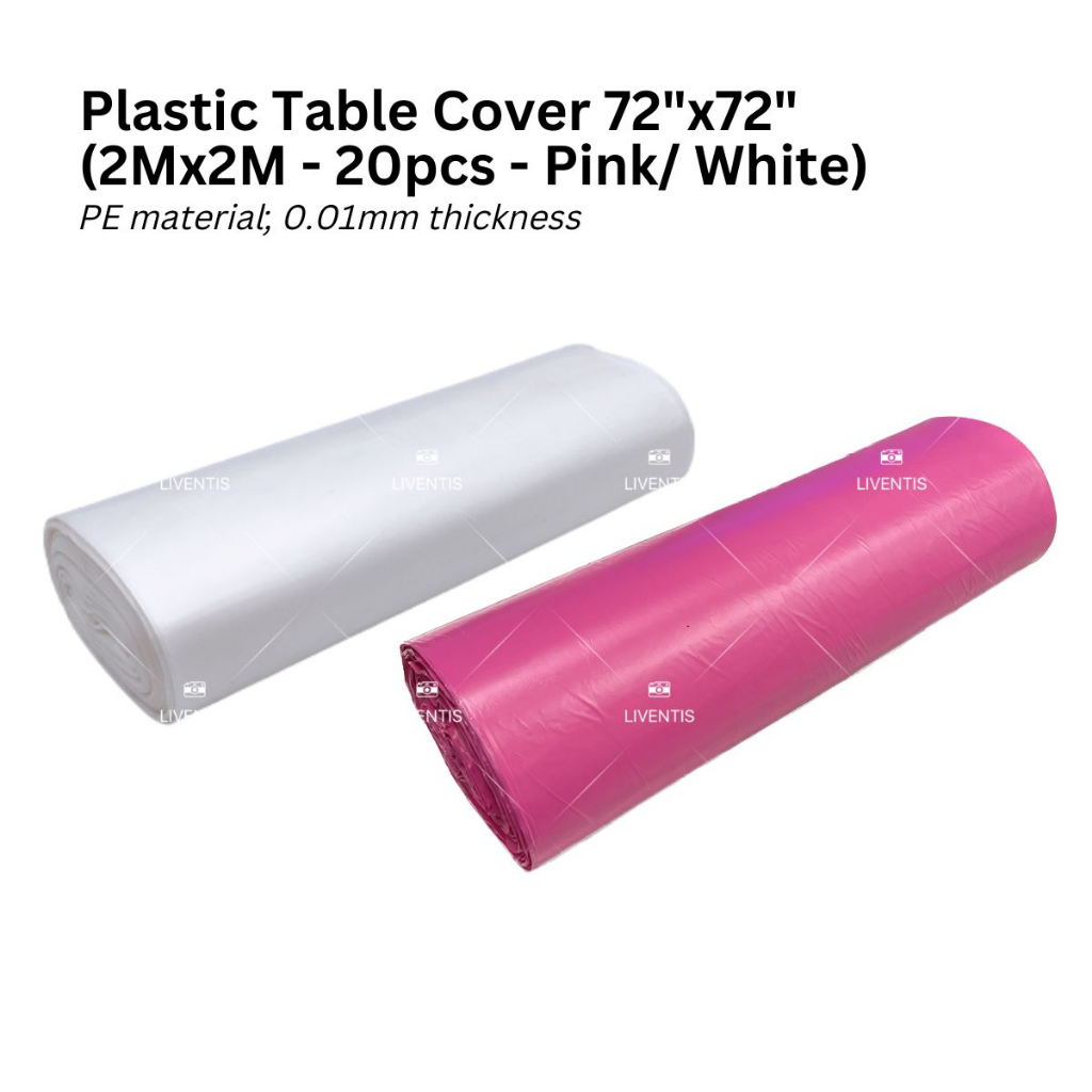 PE Plastic Table Cover 72"x72" (20pcs) Table Cloths 2meter Alas Meja ...