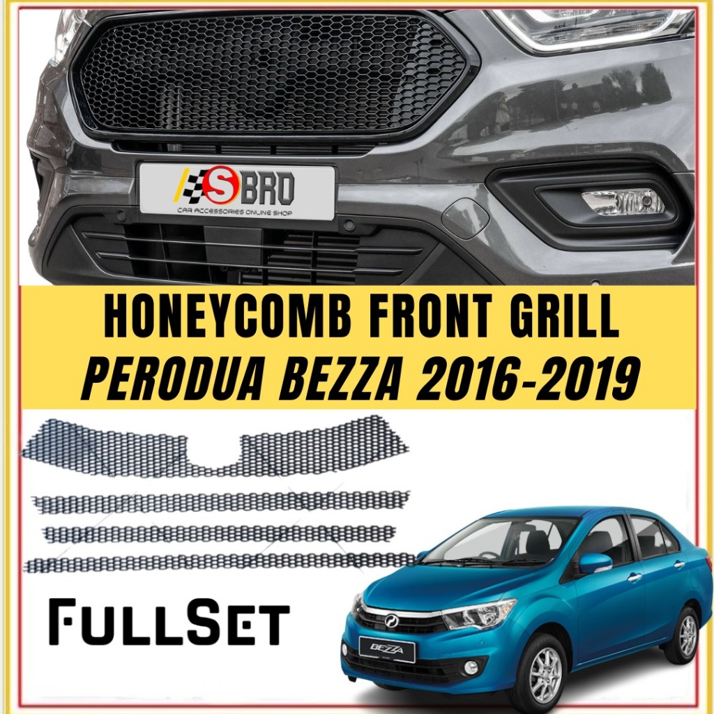 Perodua Bezza 2016-2019 Cut Honeycomb Grill Full Set Top Bottom ...