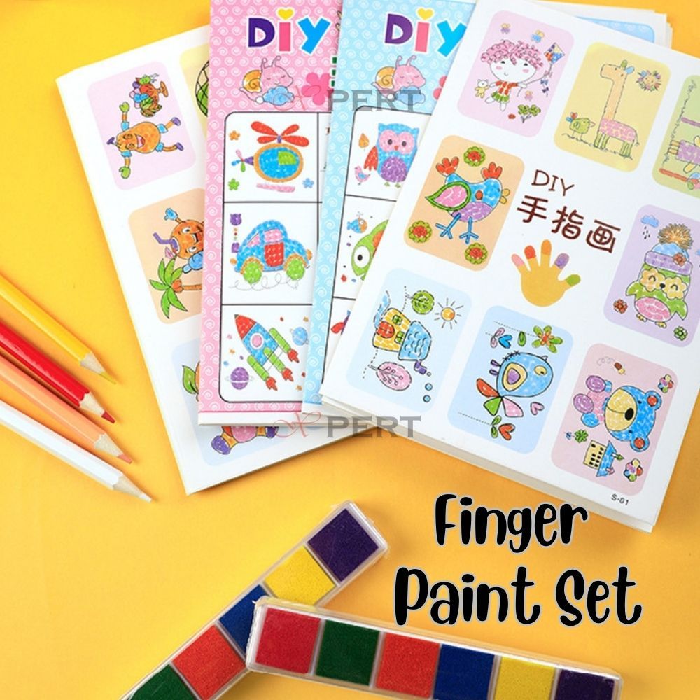 8pcs Card + 6pcs Stamp Finger Painting Art Set Kids DIY Craft Early ...