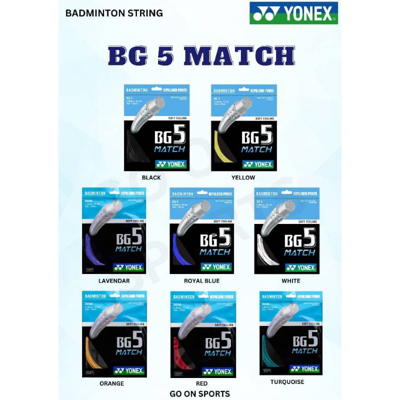 YONEX BADMINTON STRING BG 5 MATCH | Shopee Philippines