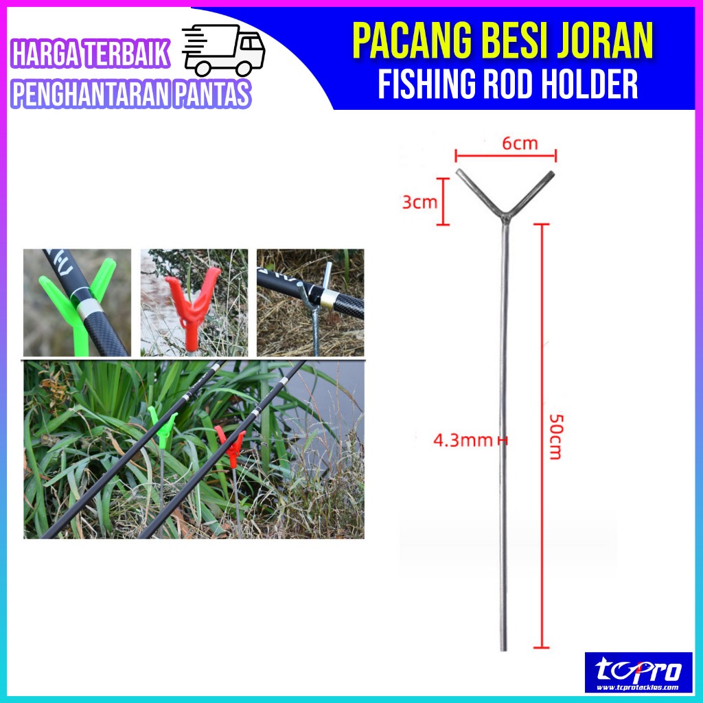 Pancang Cabang Y Besi Pancing Pantai Kolam Fishing Rod Stand Holder ...